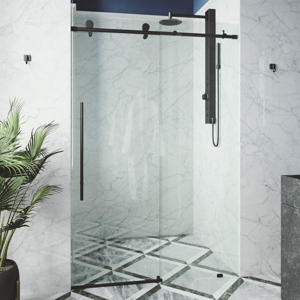 VIGO Elan E-Class 56-60" W x 76" H Sliding Frameless Shower Door with 3/8" Clear Glass & Reviews ...